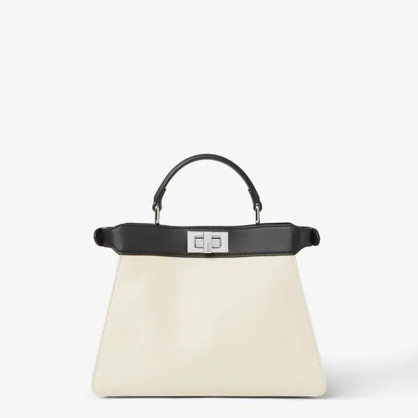 Fendi Peekaboo® Iseeu Small Parchment-colored Leather Bag With Ff Mirrors